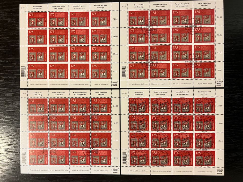 16-er Bogen W115 postfrisch + 3 Stempelungs-Varianten (Neu (gemäss ...