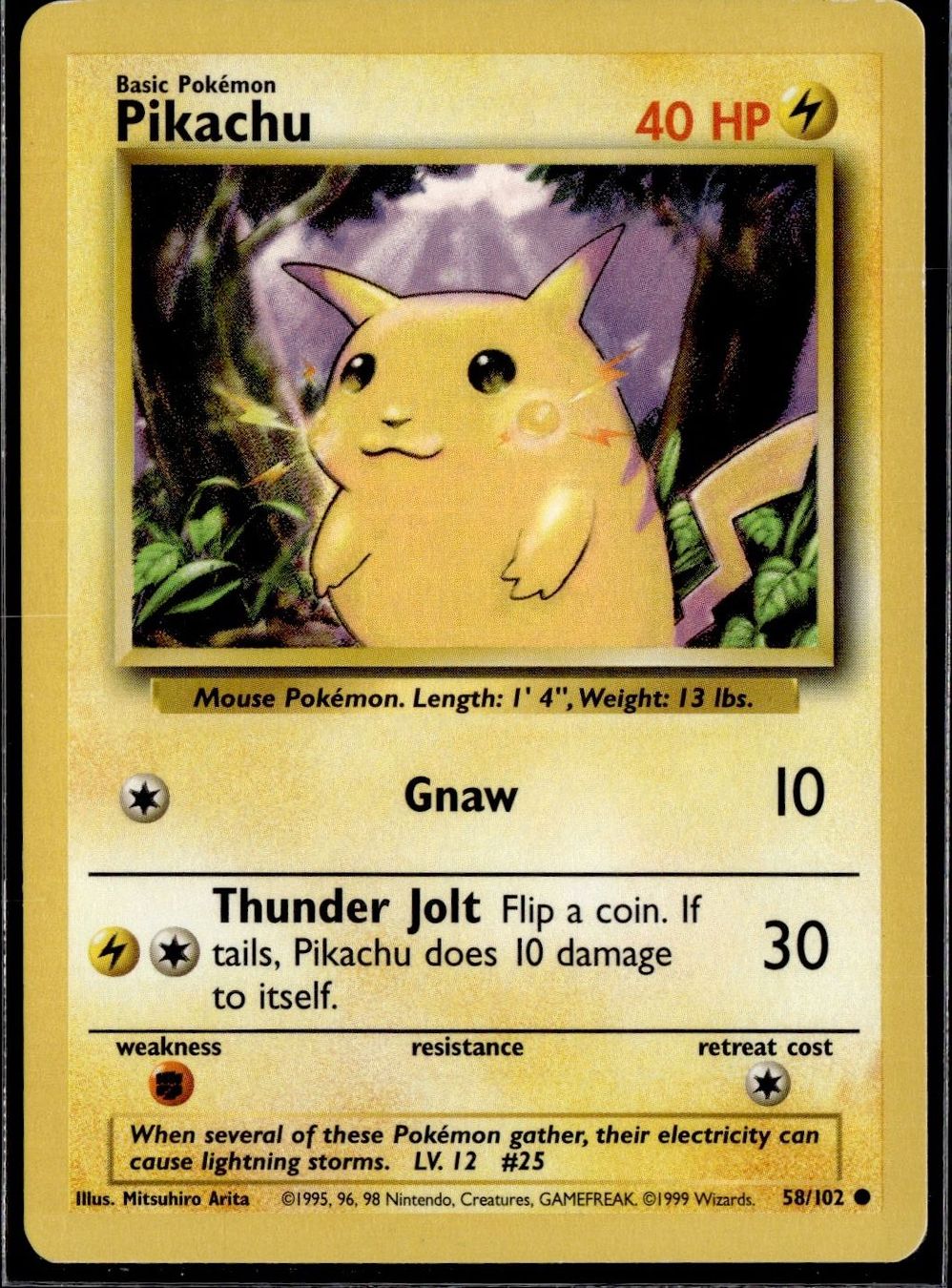 PIKACHU 58/102 YELLOW CHEEKS (1999) Base Set Pokemon (Gebraucht) in ...