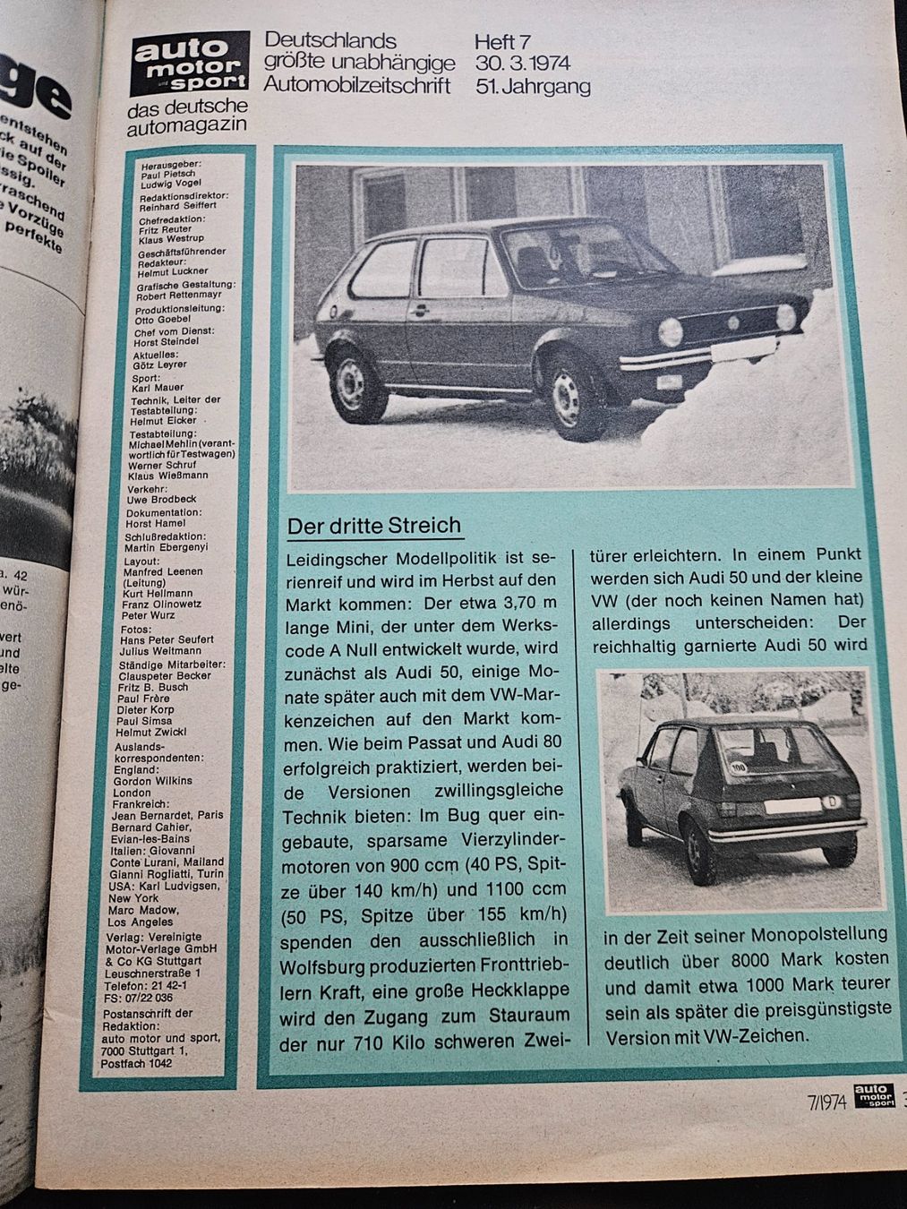 AMS 7/74 Alfasud ti Steyr Fiat 126 Importwagen Genf xa (Gebraucht) in ...