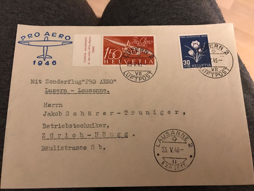 Schweizer Flugpost Karte 1945 (Gebraucht) in Flawil für CHF 2 – mit Lieferung auf Ricardo kaufen