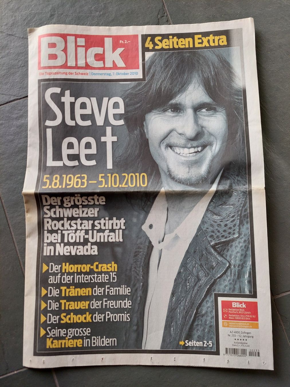Blick Zeitung: Steve Lee Special Edition 2010 Rarität (Gebraucht) in ...