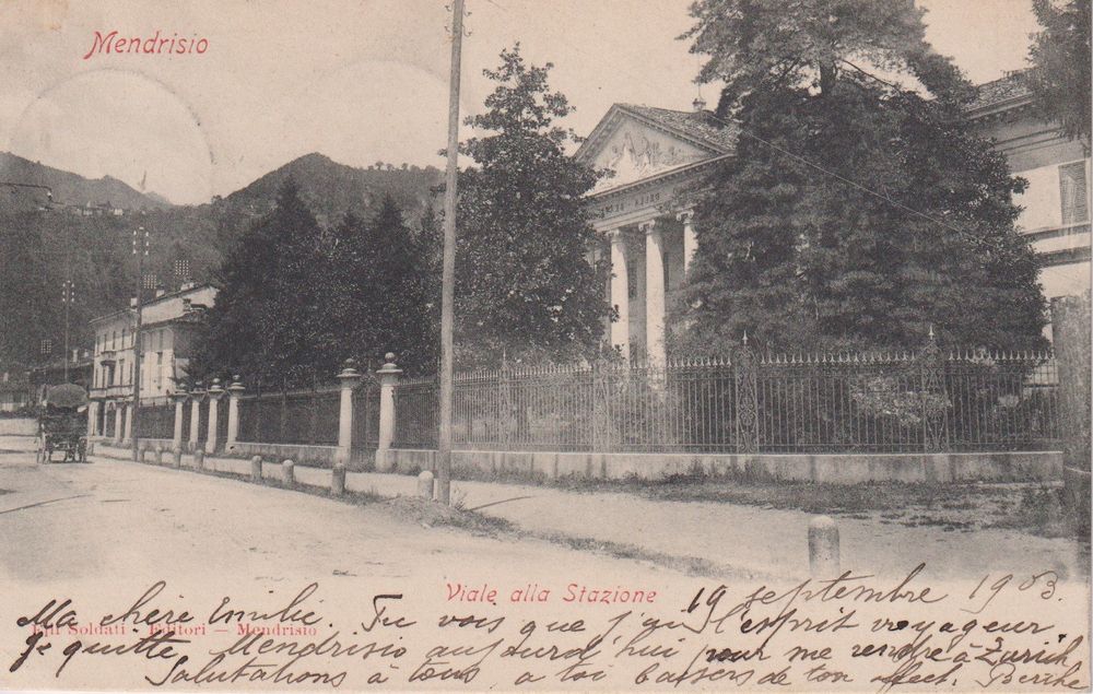 AK Mendrisio Viale alla Stazione - Ospedale, animata 1903 (D'occasion ...