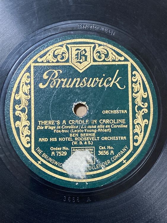 Schellackplatte 10“, 78RPM, BEN BERNIE & HIS HOTEL ROOSEVELT (Gebraucht ...