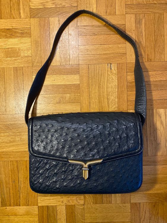 Sac William Gurtner en cuir d’autruche bleu marine (Gebraucht) in ...