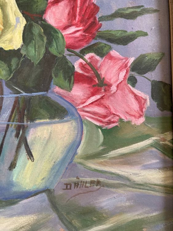 GEMÄLDE BILD SIGNIERT DÄHLER ROSEN VON FRITZ DÄHLER, BERN (Gebraucht ...