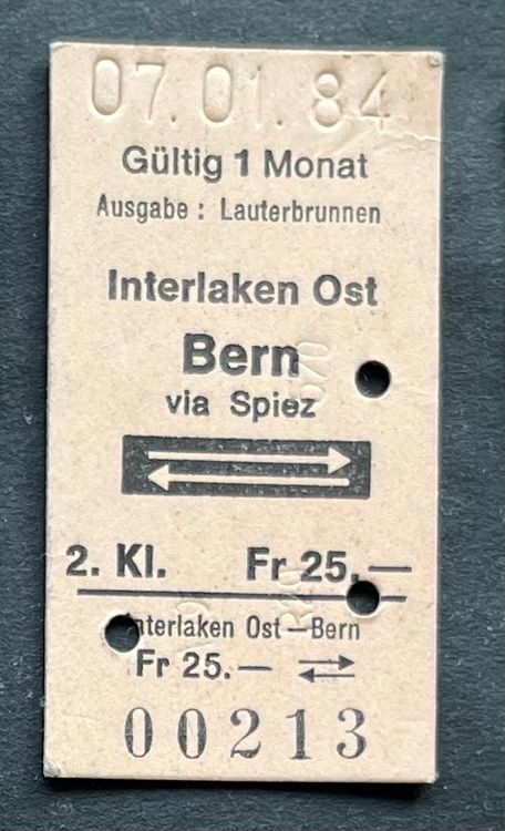 Ausgabe : Lauterbrunnen Interlaken Ost Bern via Spiez /1983 | Kaufen auf Ricardo