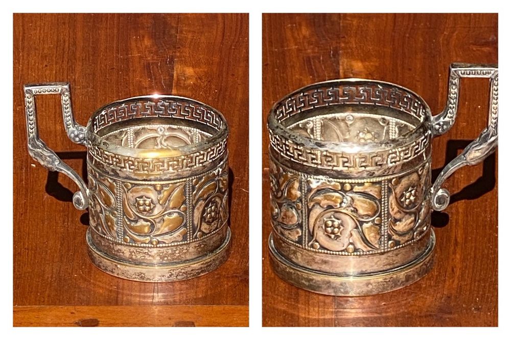 5 dekorative Teeglas-Halter aus Metall, Jugendstil ca 1920 | Kaufen auf Ricardo