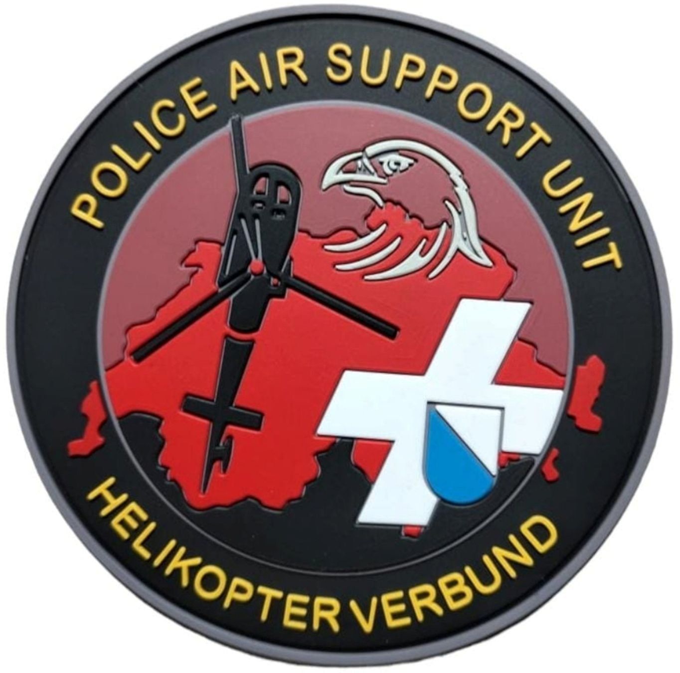 Écusson Police Air Support Unit -Helikopter PVC Klett (Neuf (Voir ...