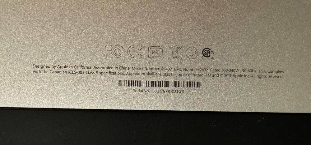 Apple Thunderbolt Display 27 (2011) Model A1407 (Gebraucht) in Zürich ...