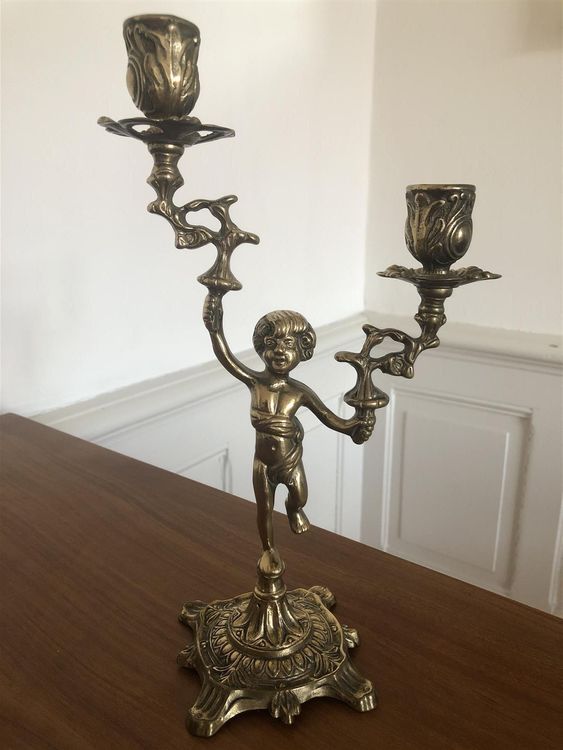 Zwei flammiger Engel (Messing) Kerzenhalter Putte Jüngling (Gebraucht) in Zürich für CHF 25 ...