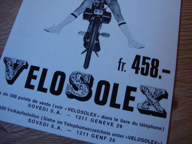 Original 60er Jahre VELO SOLEX Mofa Werbeblatt von Genf | Kaufen auf ...