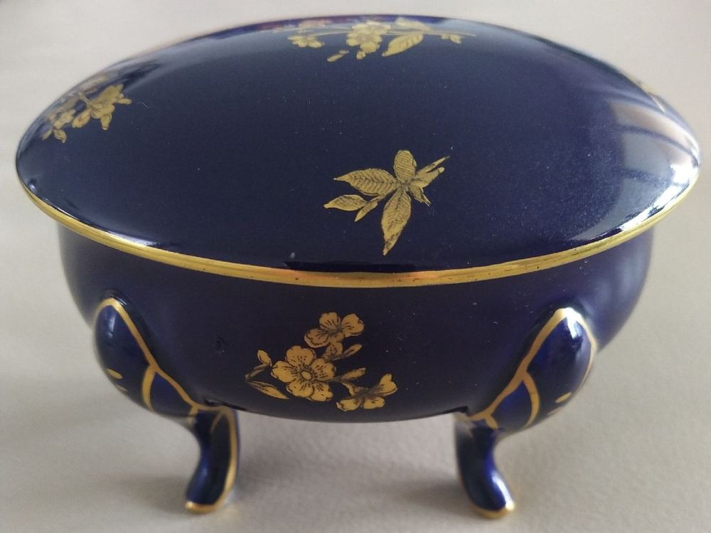 Echt Kobalt Dose Porzellan blau gold handgemalt Schale Vinta (Gebraucht ...