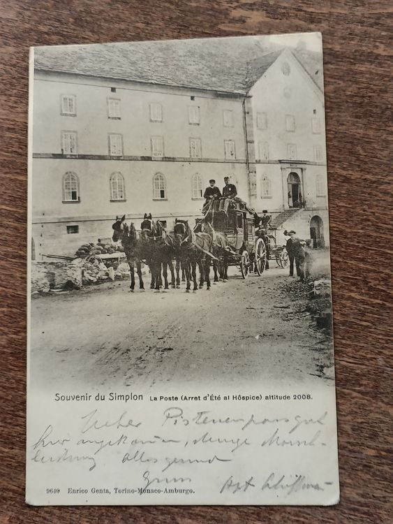 Alte PK / Souvenir du Simplon - mit Postkutsche / von 1905 | Kaufen auf Ricardo