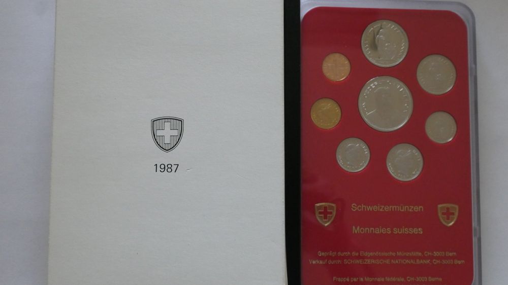 Münzsatz Schweizer Münzen 1987, Polierte Platte (Neu und originalverpackt) in Hinterkappelen für ...