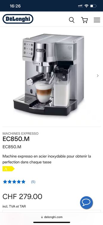 DELONGHI COFFEE MACHINE EC850 (Gebraucht) in Watt für CHF 100 – mit ...