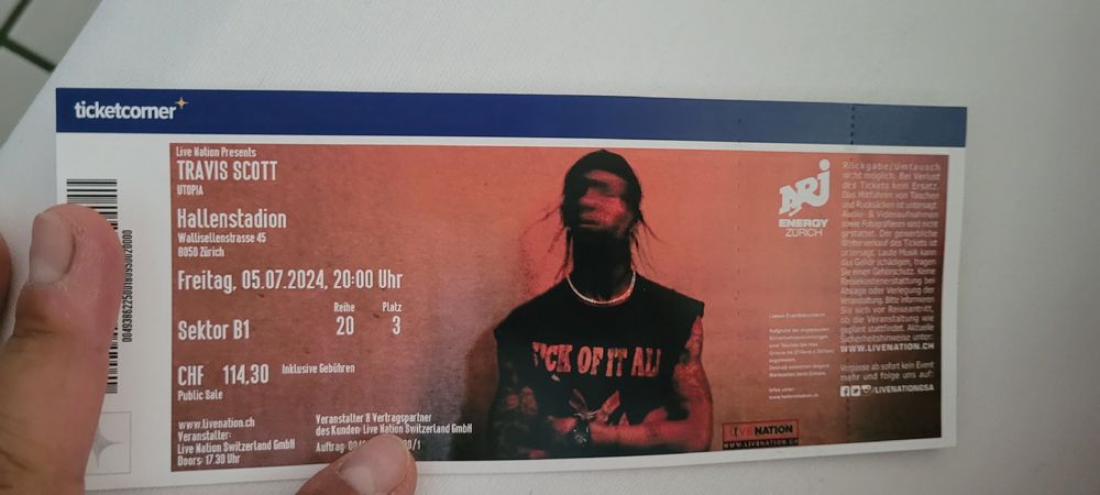 !!Travis Scott Ticket!! | Kaufen auf Ricardo