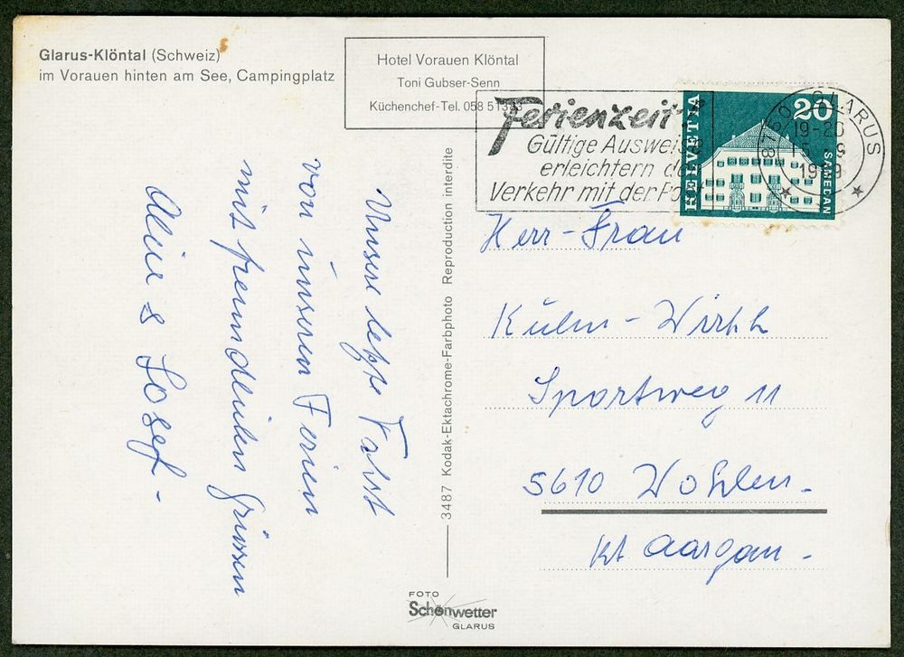 AK col Klöntal GL Vorauen hinten am See Camping ≈ 1969 (Gebraucht) in ...