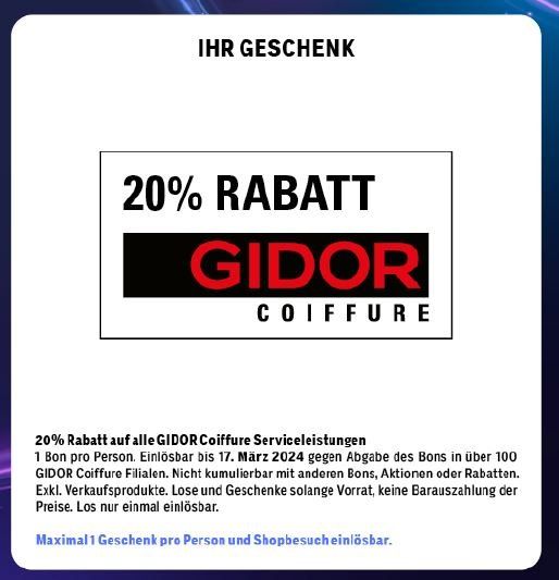 Gutschein Gidor Coiffure 20 % | Kaufen auf Ricardo