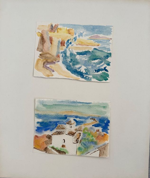 2x Südländische Aquarell Verso Beschriftet | Kaufen auf Ricardo