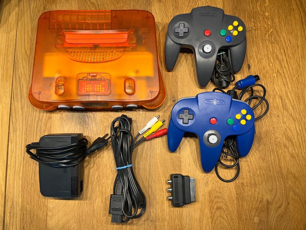 Nintendo 64 Orange Transparent fire Sun N64 + 2 Controller | Kaufen auf ...