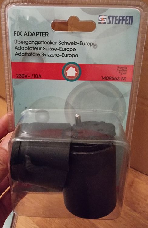 FIX Adapter Deutschland CEE7/4 und CEE7/7 - Schweiz T12 schw (Neu und ...