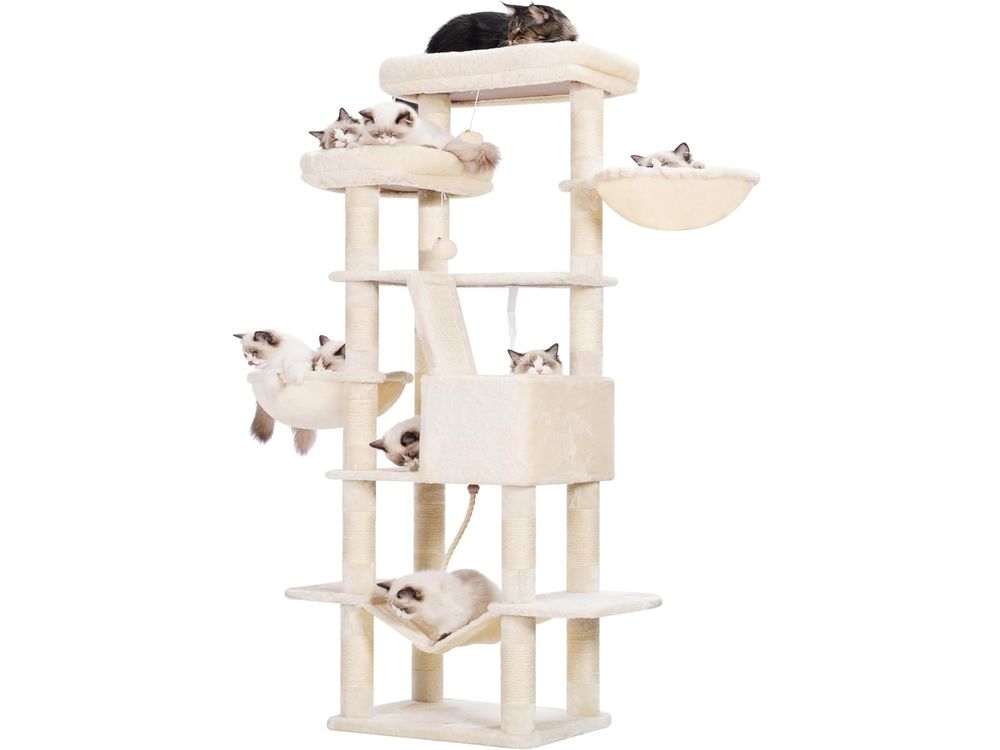 Kratzbaum Kletterbaum Katzenbaum 173cm Katzenhaus beige (Neu und ...