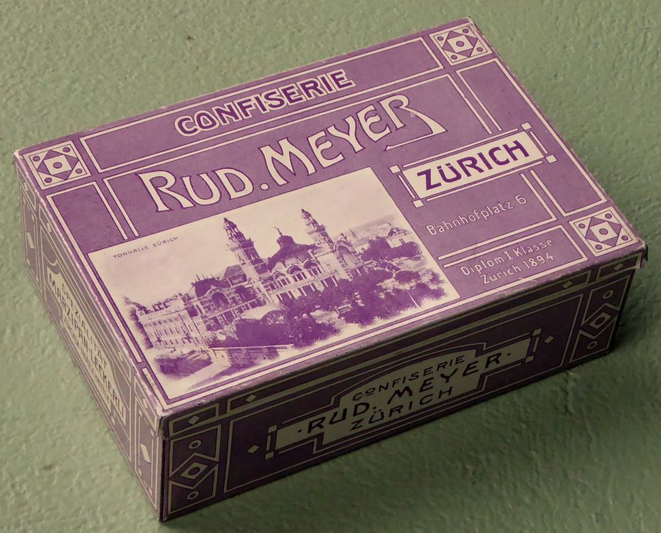 top seltene CONFISERIE CHOCOLAT MEYER ZÜRICH Blechdose 1910 | Kaufen auf Ricardo