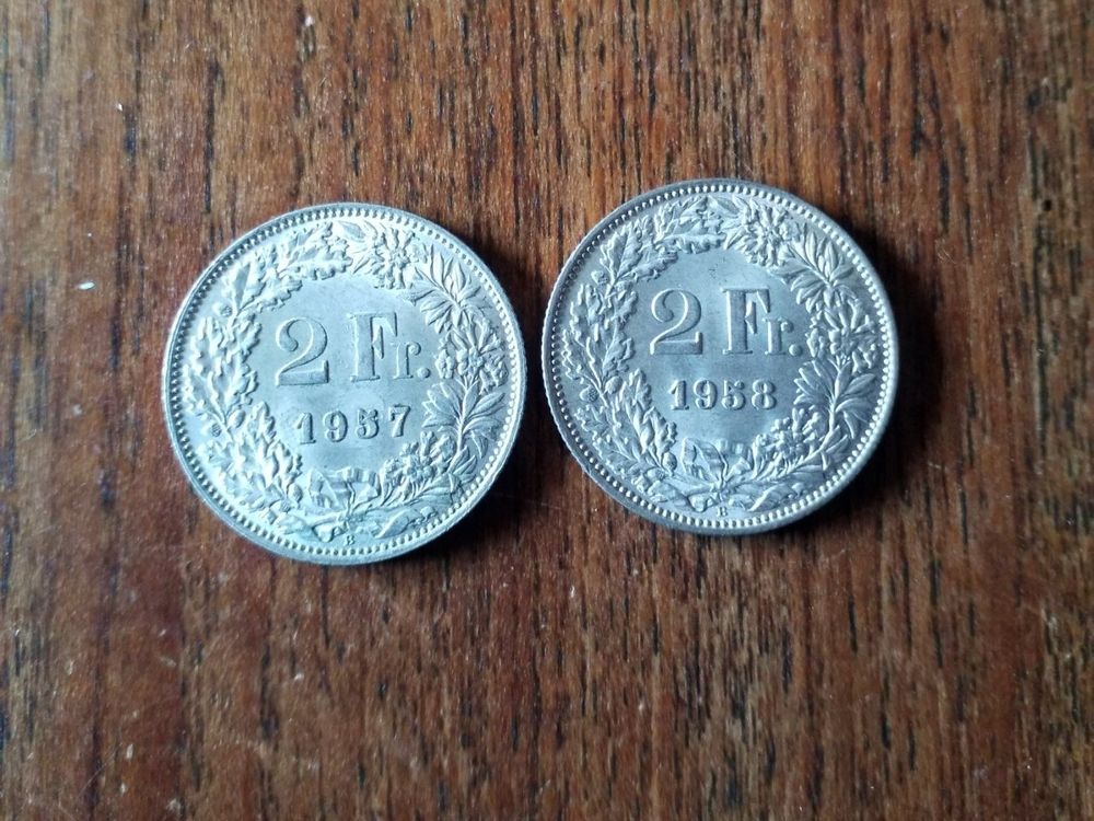 2 Franken 1957/1958 - sehr schön/vorzüglich (Gebraucht) in Meilen für CHF 11 – mit Lieferung auf ...