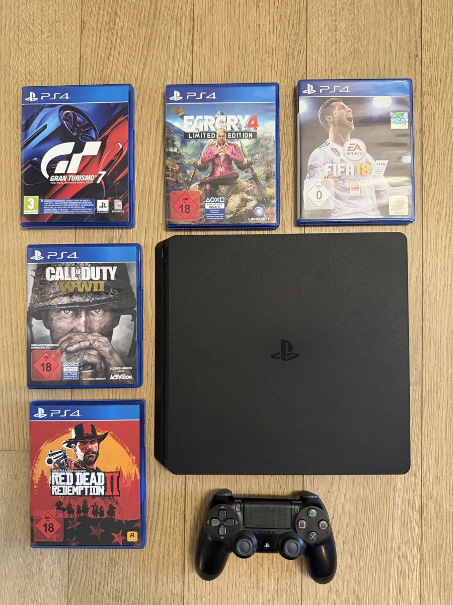 PlayStation 4 Slim 500GB + Controller + 5 Spiele Top Zustand (Neu ...