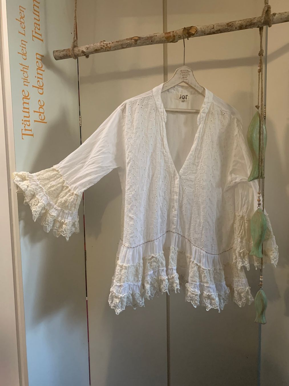 Jot Tunika Bluse weiss/creme, Spitze, Boho-Ibiza-Sommer-Look (Gebraucht ...
