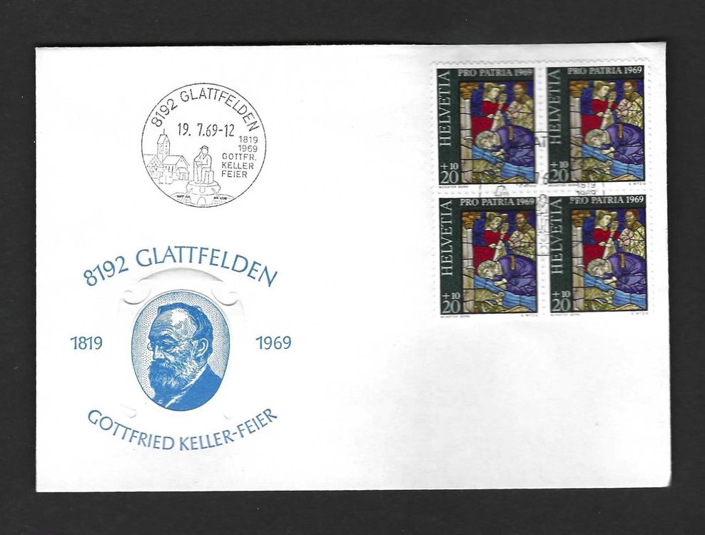 FDC Pro Patria Viererblock 1969 (Gebraucht) in Koblenz für CHF 0.5 – mit Lieferung auf Ricardo ...