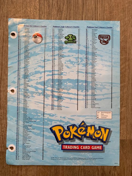 Vintage Checkliste Ordner Pokemon Base Set Jungle Fossil (Gebraucht) in ...