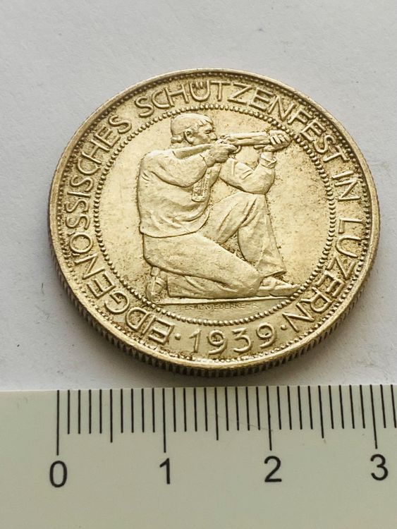 Silber 5 Franken 1939 Schützentaler Schützenfest Luzern ++ (Neu (gemäss Beschreibung)) in Baar ...