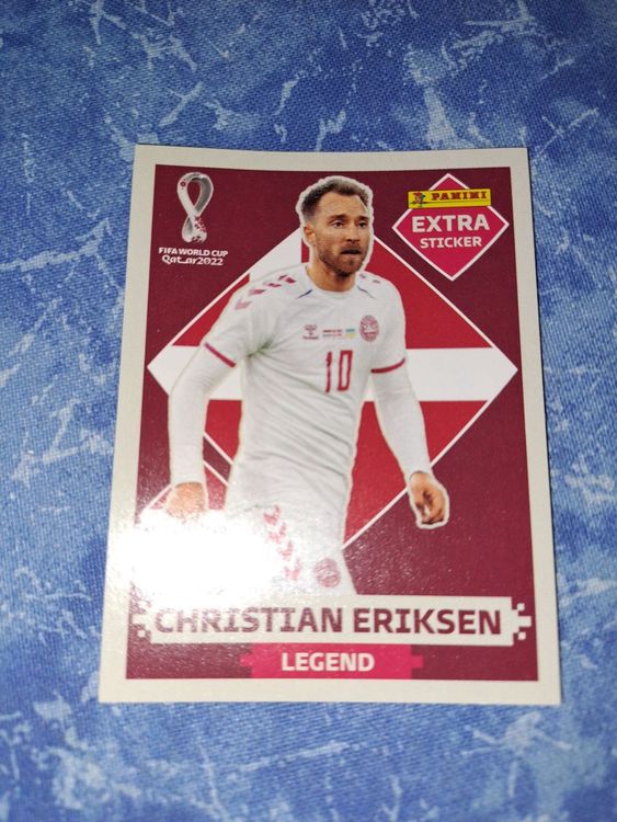 Panini WM 2022 Extra Sticker Christian Eriksen Base Edition (Nuovo (secondo la descrizione)) a ...
