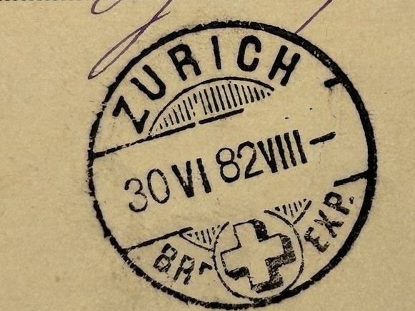 Poststempel 📍 ZüRICH Schweiz 🕹️1882 🔍Eindruck stark antik (Gebraucht ...