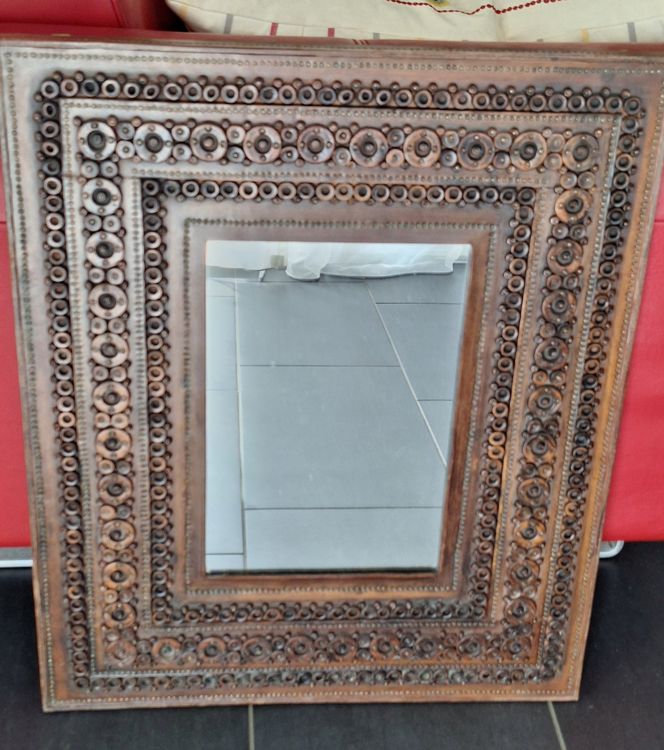 Spiegel mit Lederrahmen mit 2 Aufhänger, Unikat, Handarbeit (Gebraucht) in Wettingen für CHF 10 ...