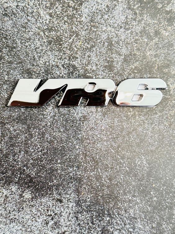 VW VR6 Emblem Schriftzug Logo aus Metall NEU Chrom (Neu und ...