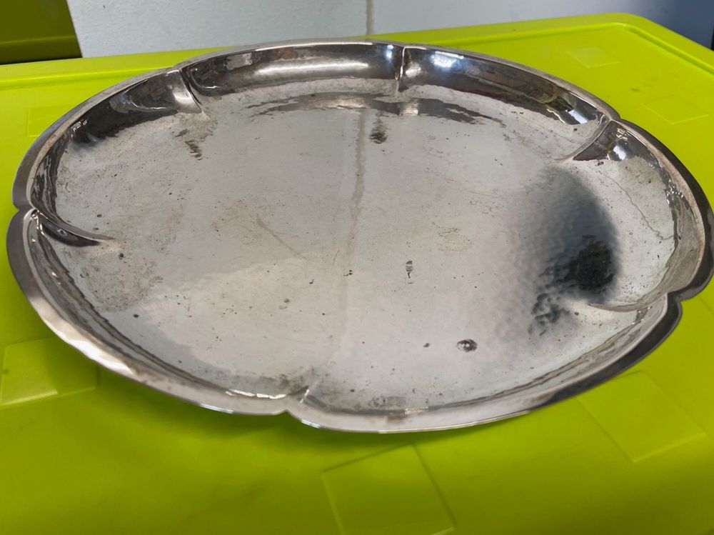 Tablett 800 Silber gehämmert, rund | Kaufen auf Ricardo