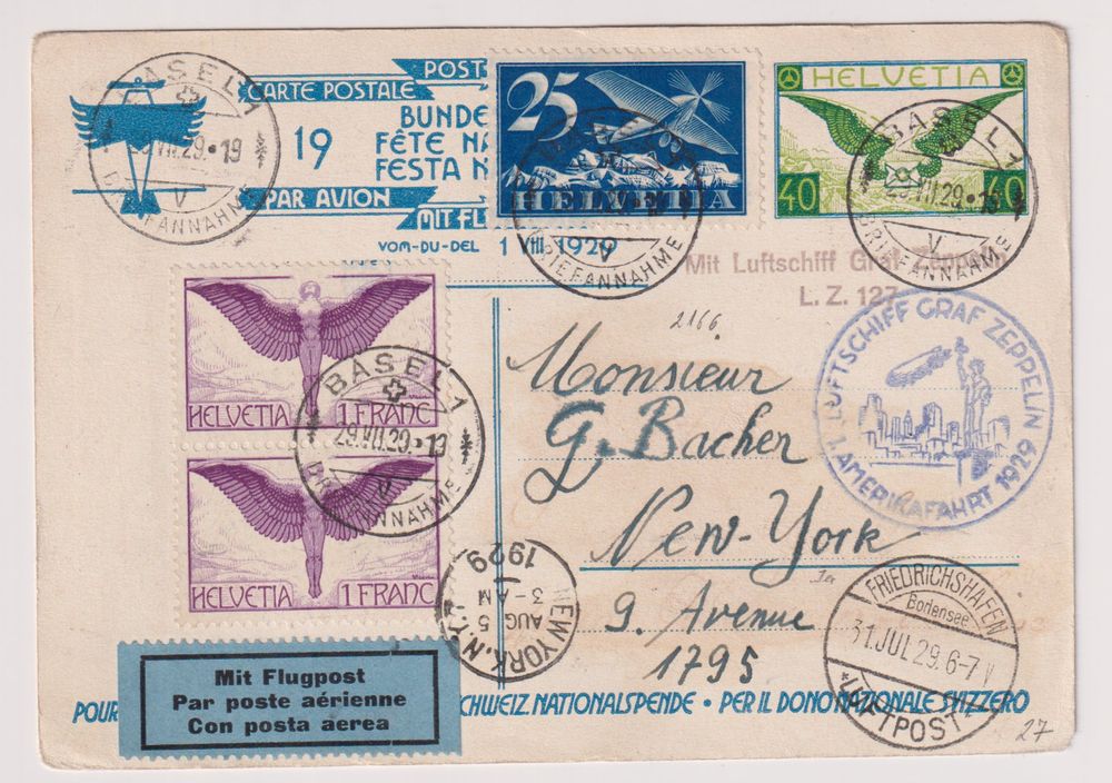 Zeppelin 1. Amerikafahrt ! Top Frankatur auf BF.-Karte !! (Gebraucht) in Bibern SH für CHF 88 ...