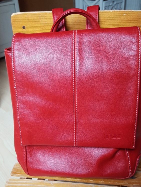 Leder Rucksack rot, BREE | Kaufen auf Ricardo