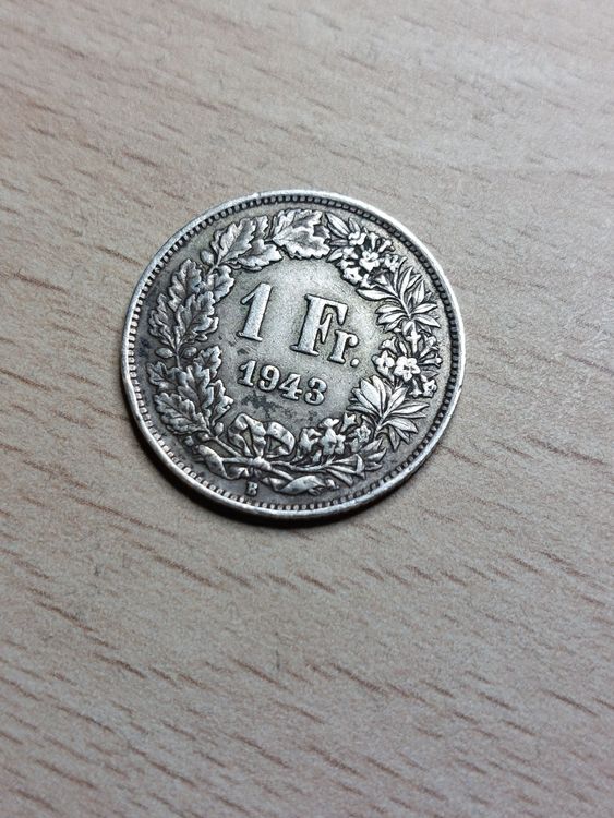 Silbermünze 1 Franken Helvetia 1943 Schweiz Swiss (Gebraucht) in Näfels für CHF 2 – mit ...