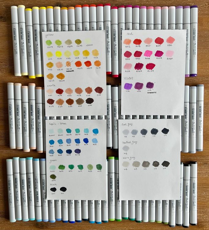 80 Farben Original COPIC Sketch Marker Set + 2 Blender (Gebraucht) in ...