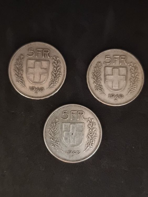 5 Franken CHF Lot Silber Münze 1937-1940 Rar (Gebraucht) in Amriswil für CHF 53 – mit Lieferung ...