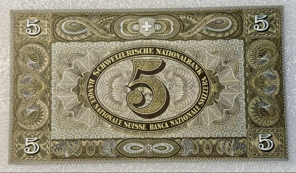 5 Franken 1951 Schweiz Banknote in UNZ Serie (31,32,33) (Gebraucht) in ...