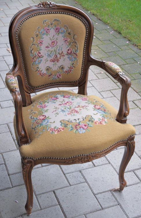 Sessel / Stuhl Stil Louis XV, Gobelin | Kaufen auf Ricardo