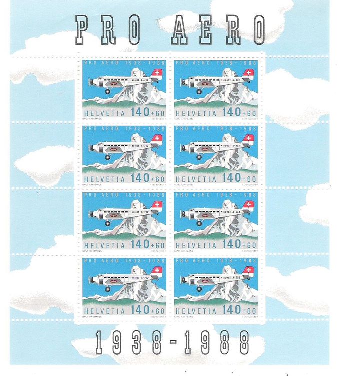 Schweiz 1988 Flugpost, 50 Jahre Stiftung Pro Aero postfrisch (Neu (gemäss Beschreibung)) in ...