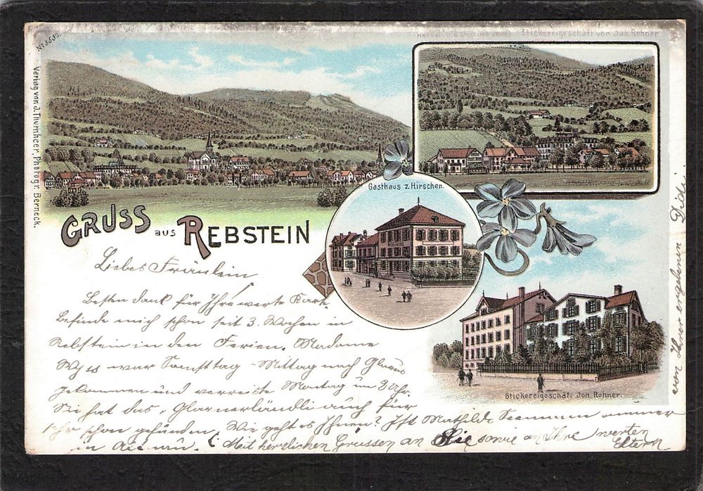 Lithografie: Gruss aus Rebstein ,gel. 1900 mit UPU (Gebraucht) in Reichenburg für CHF 33 – mit ...