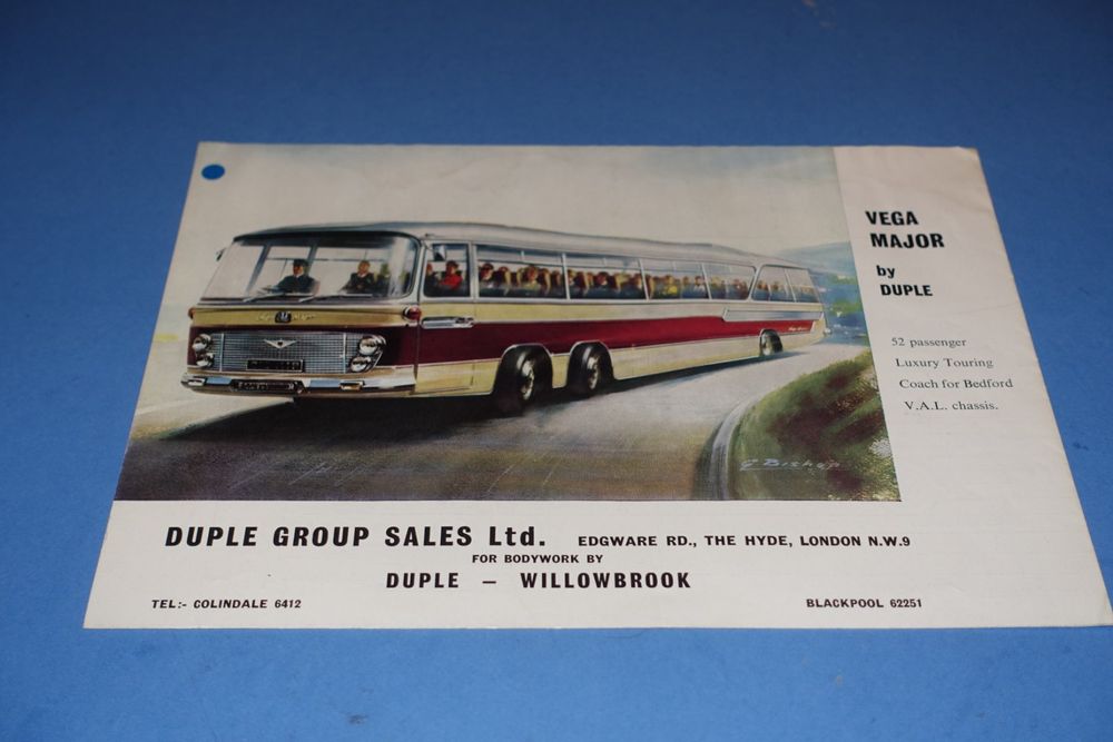 DUPLE VEGA MAJOR AUTOCAR BROCHURE OLDTIMER VINTAGE (D'occasion) à ...