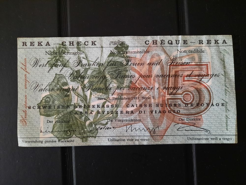 REKA-CHECK 5.- / Bern 1. Dezember 1982 Serie I (Neu (gemäss ...