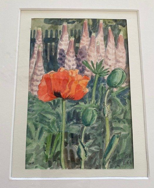 Aquarell "Mohn und Lupinen "von Bruno Hesse | Kaufen auf Ricardo